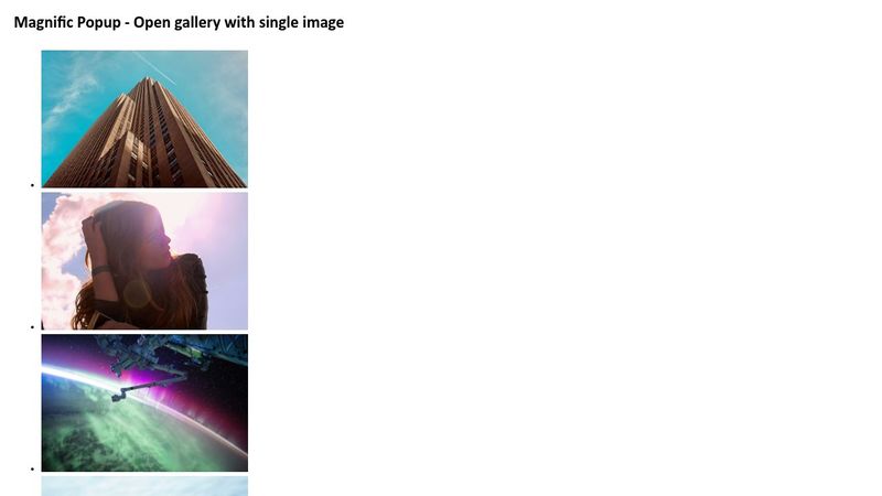 Magnific Popup - Open gallery with single image