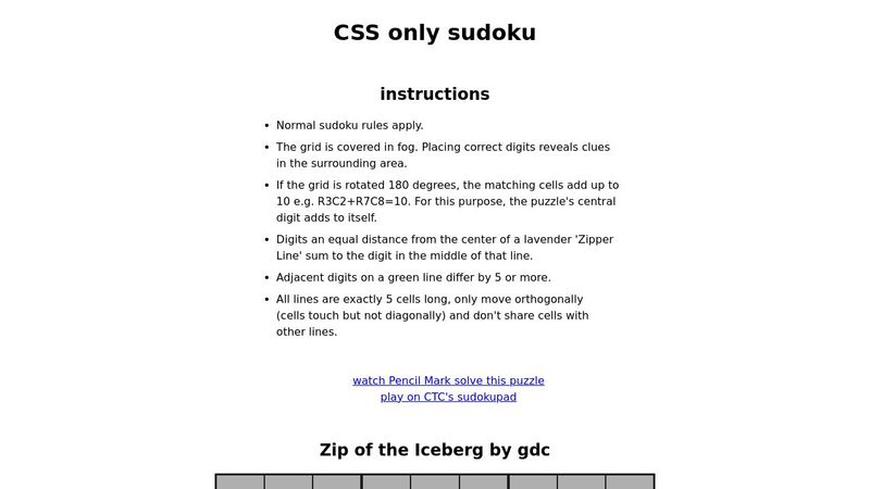 a playable sudoku game html/css only