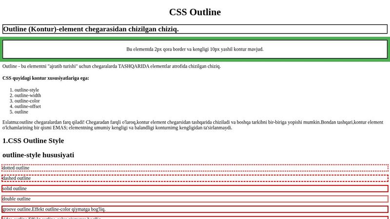 CSS Outline