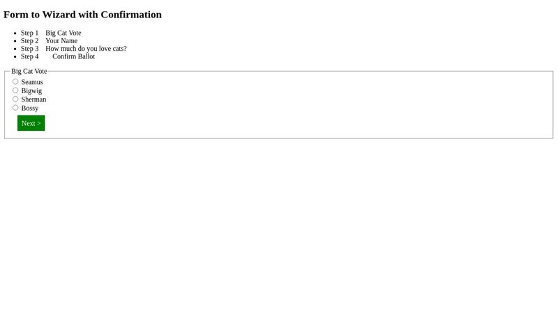 Form to Wizard with Confirm jquery plugin