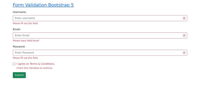 Bootstrap 5 Form Validation