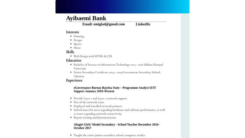 A simple HTML Resume
