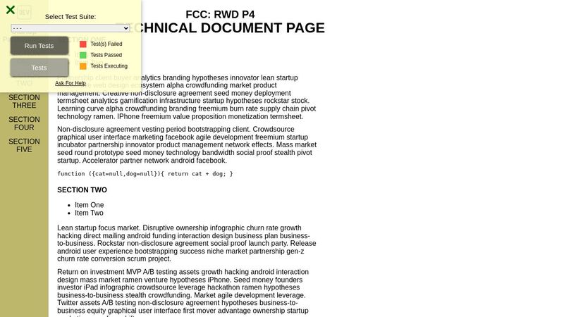 FCC: RWD P4—Technical Document Page (Responsive Web Design Project 4)