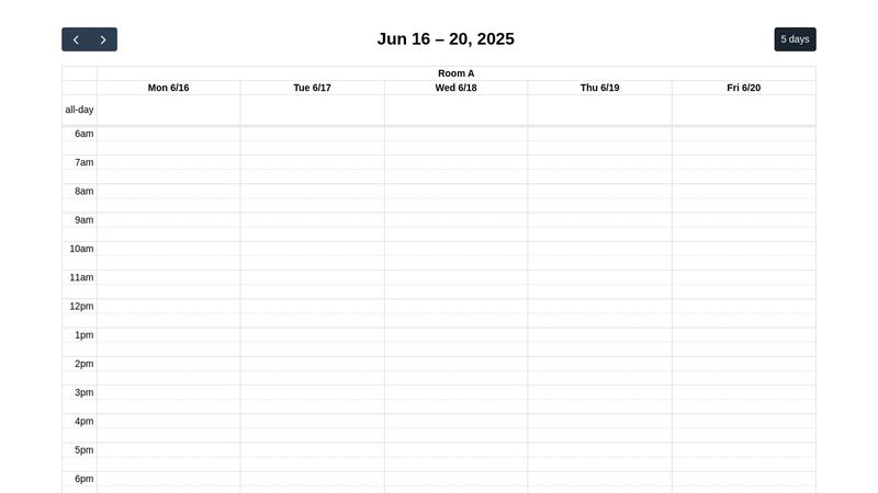 Fullcalendar custom view 5-day resource-timegrid