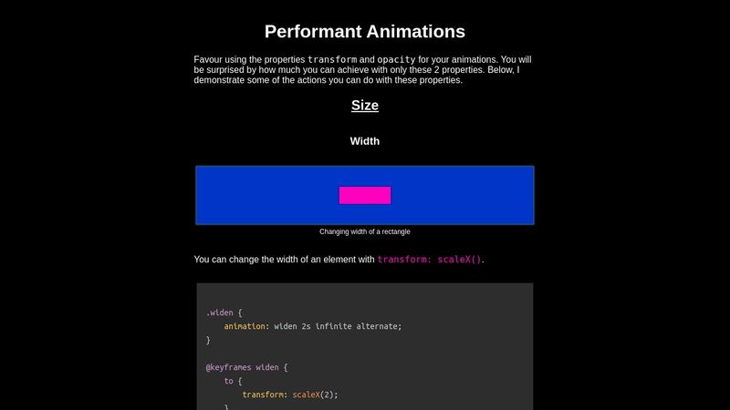 Performant Animations Cheatsheet