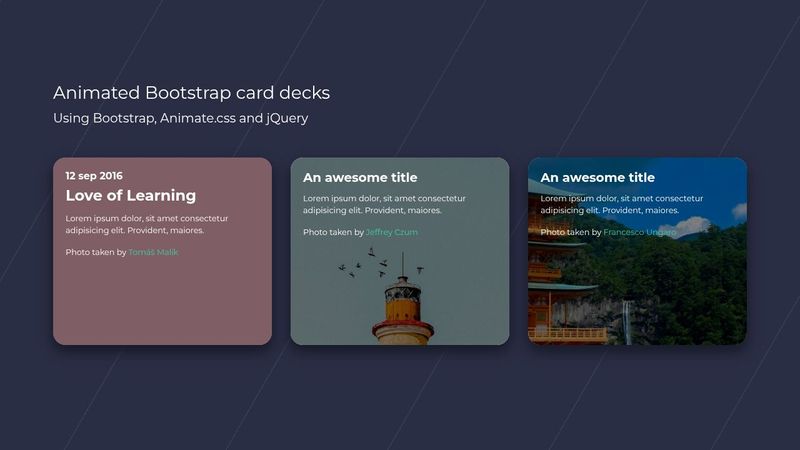 Animated Bootstrap card deck
