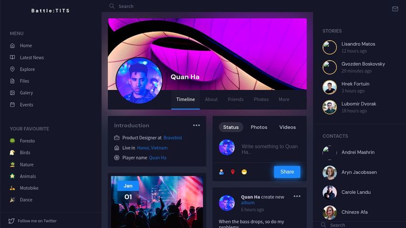 Responsive Social Platform UI