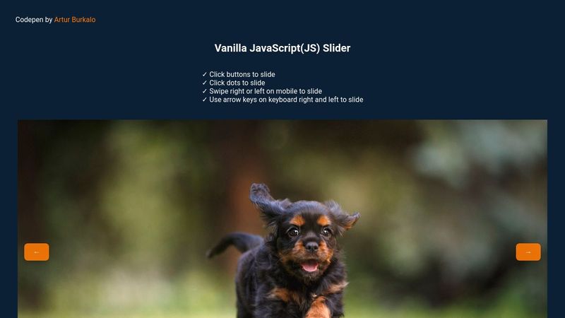 JavaScript Slider with buttons, dots and mobile swipe