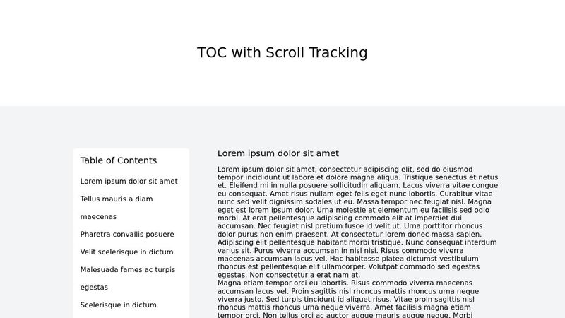Create TOC with scroll tracking JS