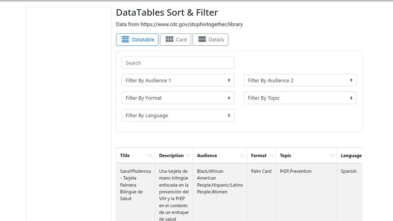 DataTables.js: Sort & Filter - Stop HIV data