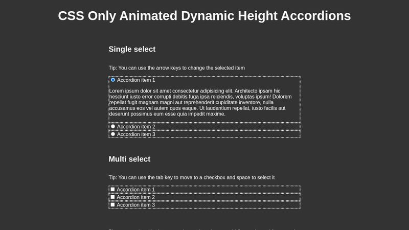 CSS Only Animated Dynamic Height Accordions using grid-templare-rows