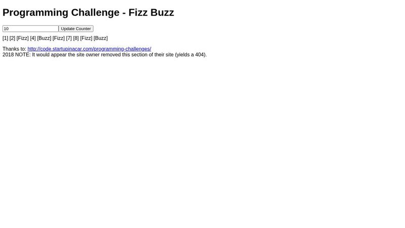 Programming Challenges: [Fizz Buzz]