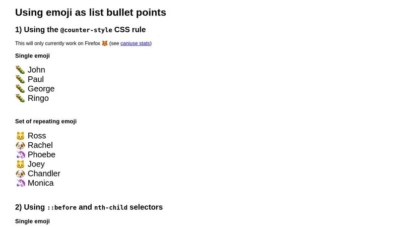 Emoji bullet points using @counter-style