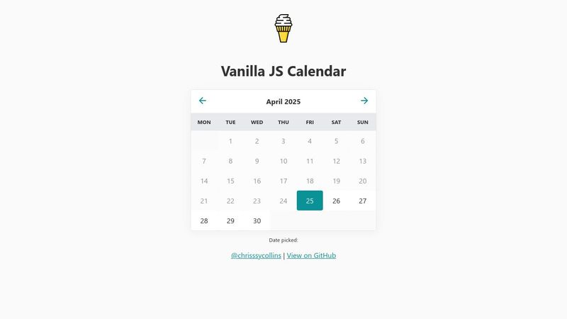 Vanilla JavaScript JS Calendar