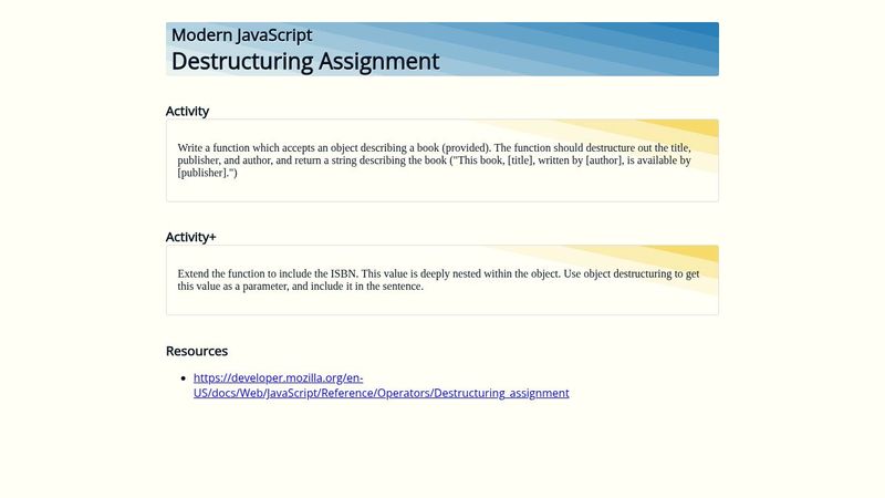 Lab: Modern JavaScript - 5 Destructuring