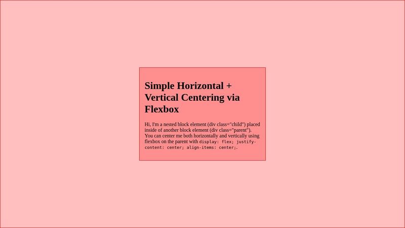 Exercise: Simple Horizontal and Vertical Centering with Flexbox