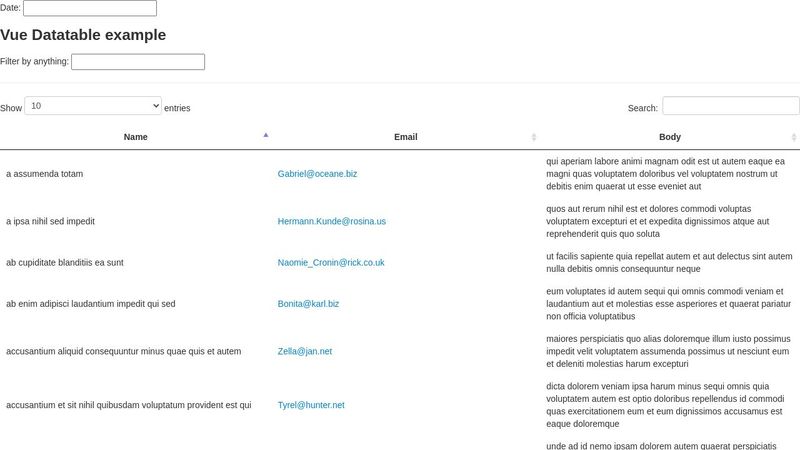 Vue Datatables Jquery
