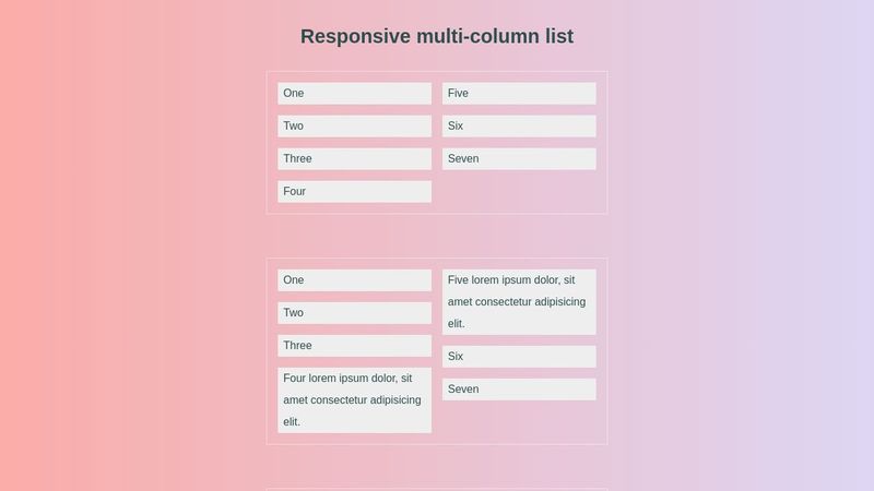 Multi-column list