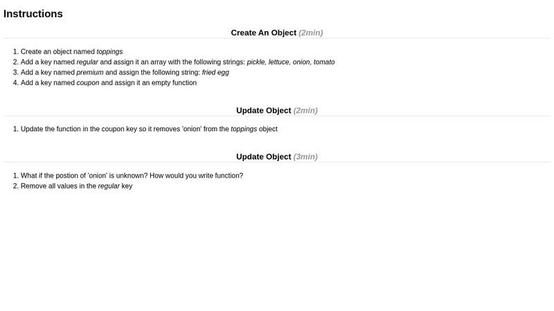 [JS ] Create and Manipulate Object