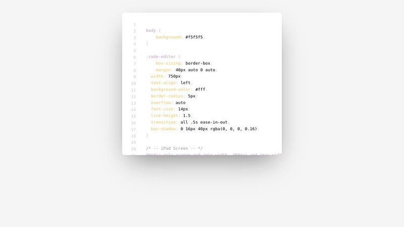 Pure CSS Code Editor