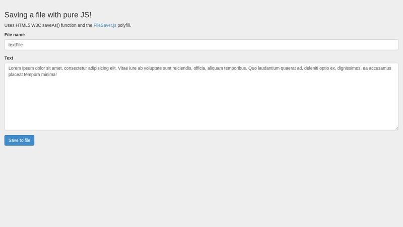 Saving a file with pure JS & FileSaver.js