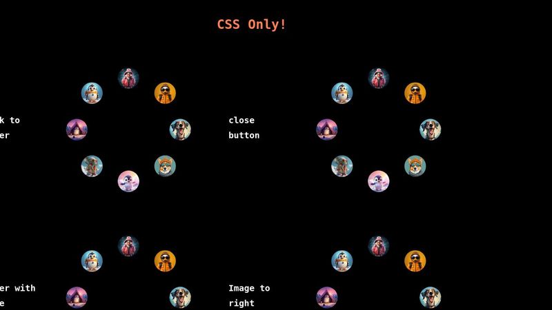 CSS only Images in circular motion with onclick