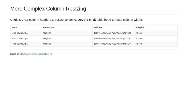Resizable Table Columns More Complex