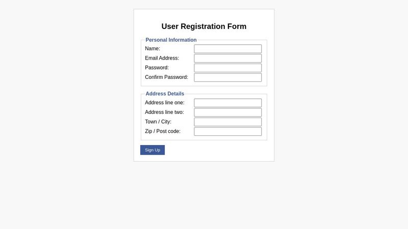 User registration form