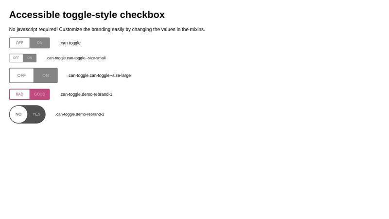 Accessible toggle-style checkbox