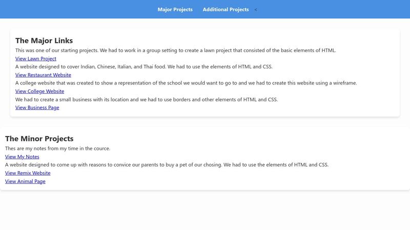 Major & Additional Projects