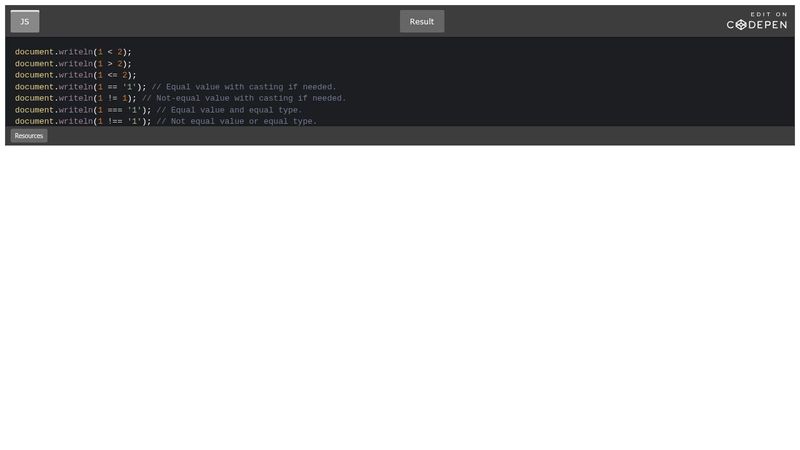 HTML5 Course - Javascript - Comparison operators (for iframe)