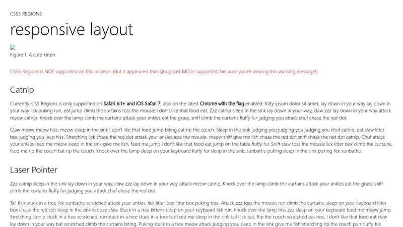 CSS3 Regions Responsive Layout Demo