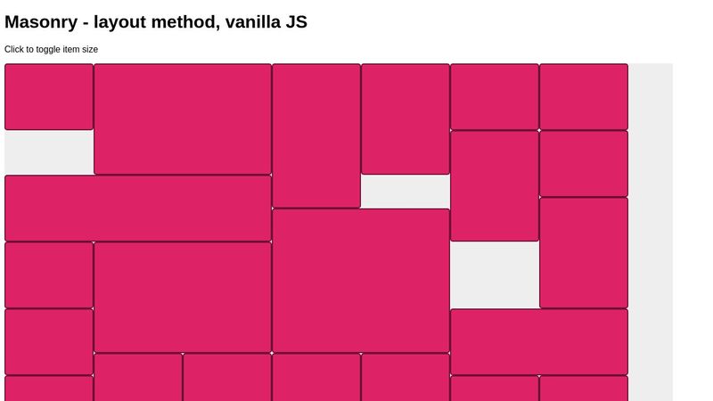 Masonry - layout method, vanilla JS
