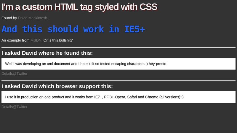 Custom HTML tag styled with CSS