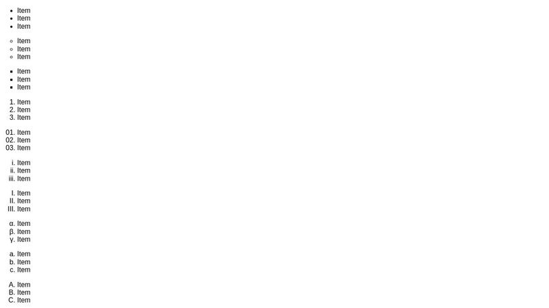 List style type Examples List style type Examples