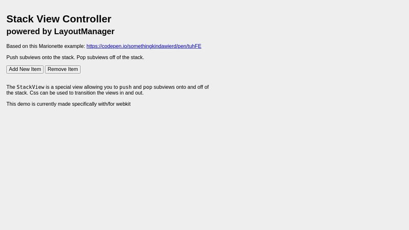 LayoutManager Stack View Controller