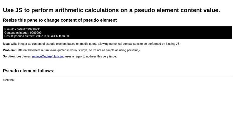 JS Media Queries using Pseudo Elements