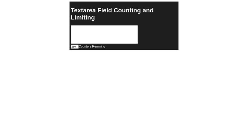 Textarea Field Counting and Limiting