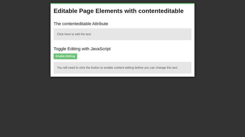 Editing Page Elements with contenteditable