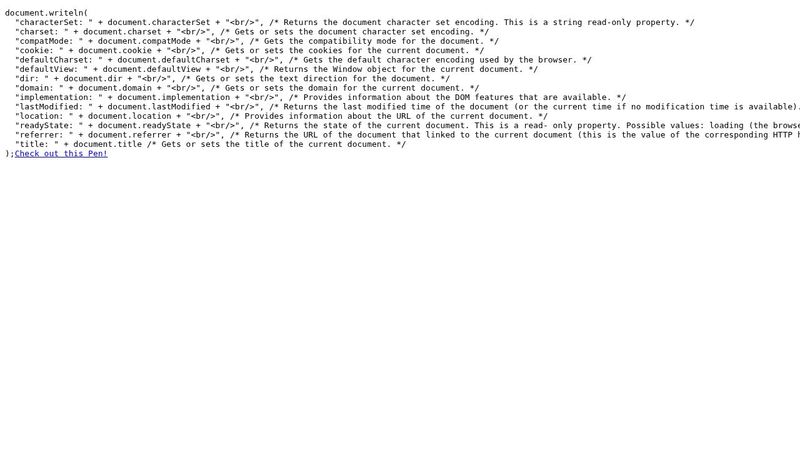 HTML5 Course - Javascript - document metadata properties (for iframe)