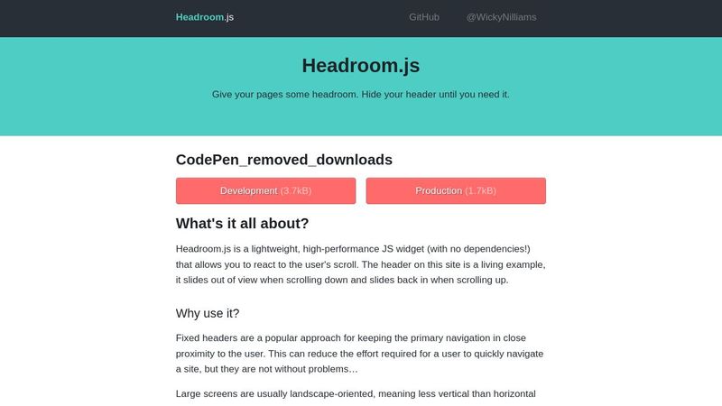 Headroom.js demo