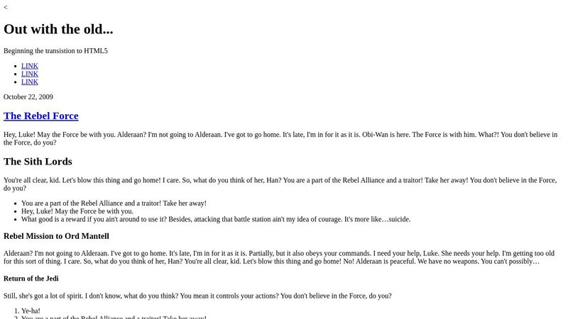 Transitioning from(x)html to html5