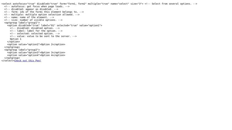 HTML5 Course - HTML - select & option element (for iframe)
