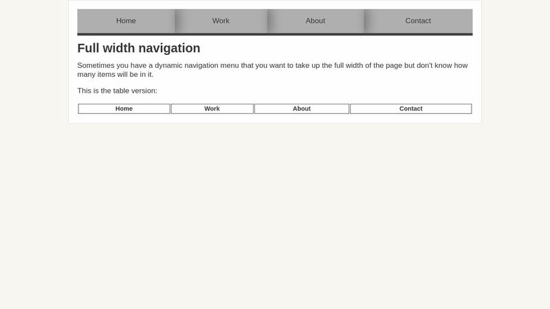 Pure CSS - Full width navigation