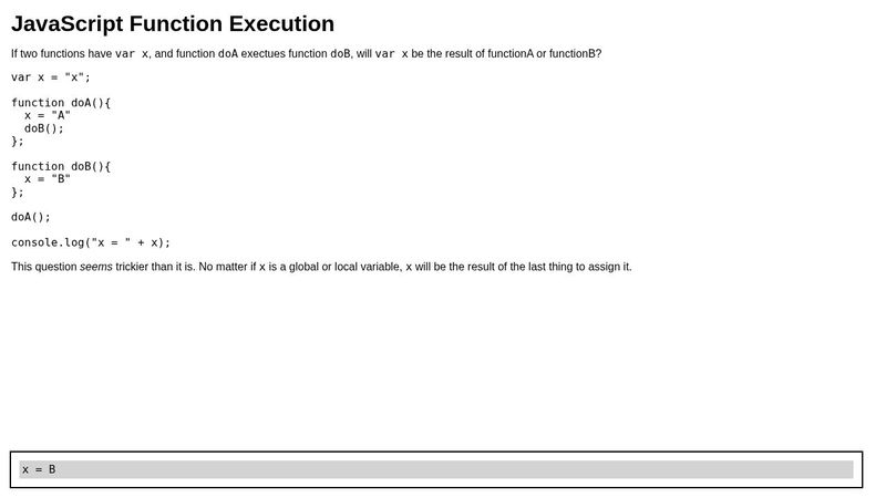 JavaScript Function Execution