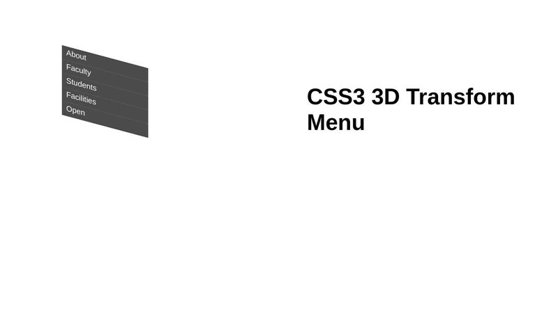 CSS3 3D Transform Menu