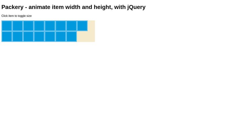 Packery - animate item width and height, with jQuery