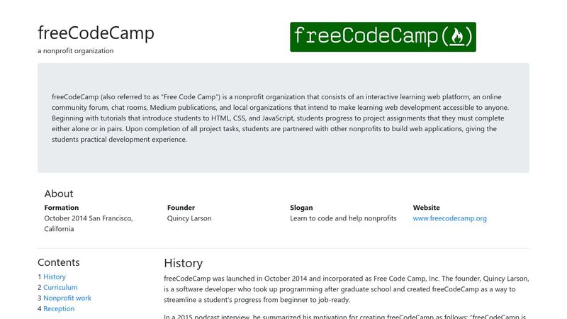 FCC: freeCodeCamp : Build a Tribute Page