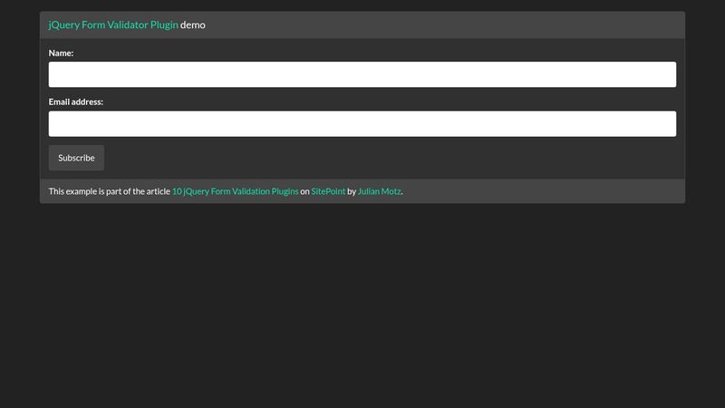 jQuery Form Validator Plugin Demo
