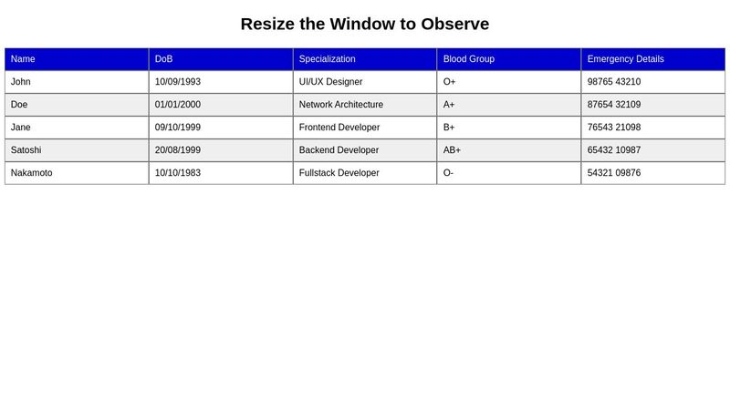 Responsive Table Using Vanilla CSS Only
